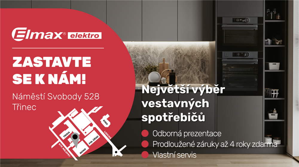 Přijďte si prohlédnout nové centrum vestavných spotřebičů v Elmax elektro Třinec | ELMAXSHOP.CZ